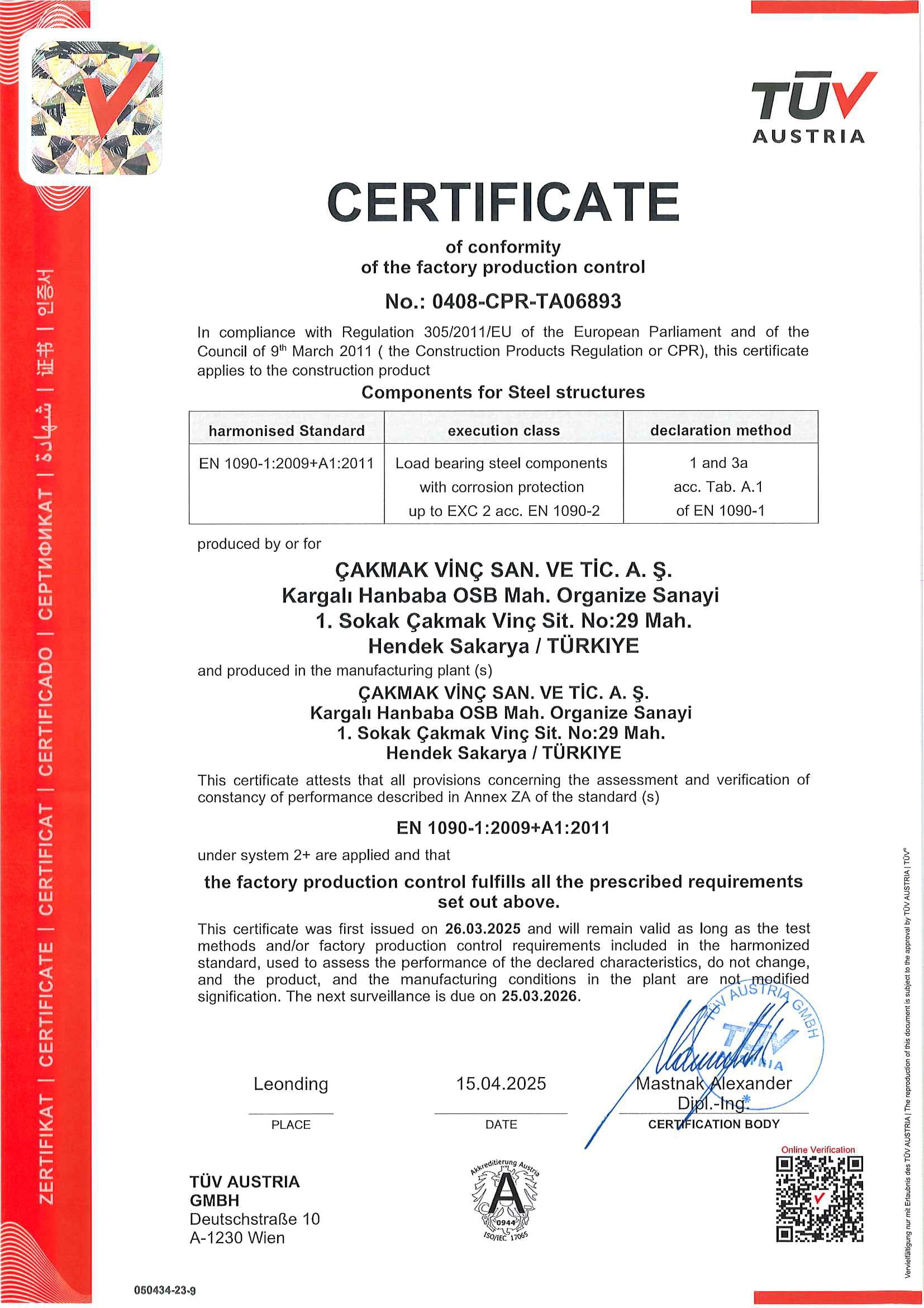 Certificates - CMAK
